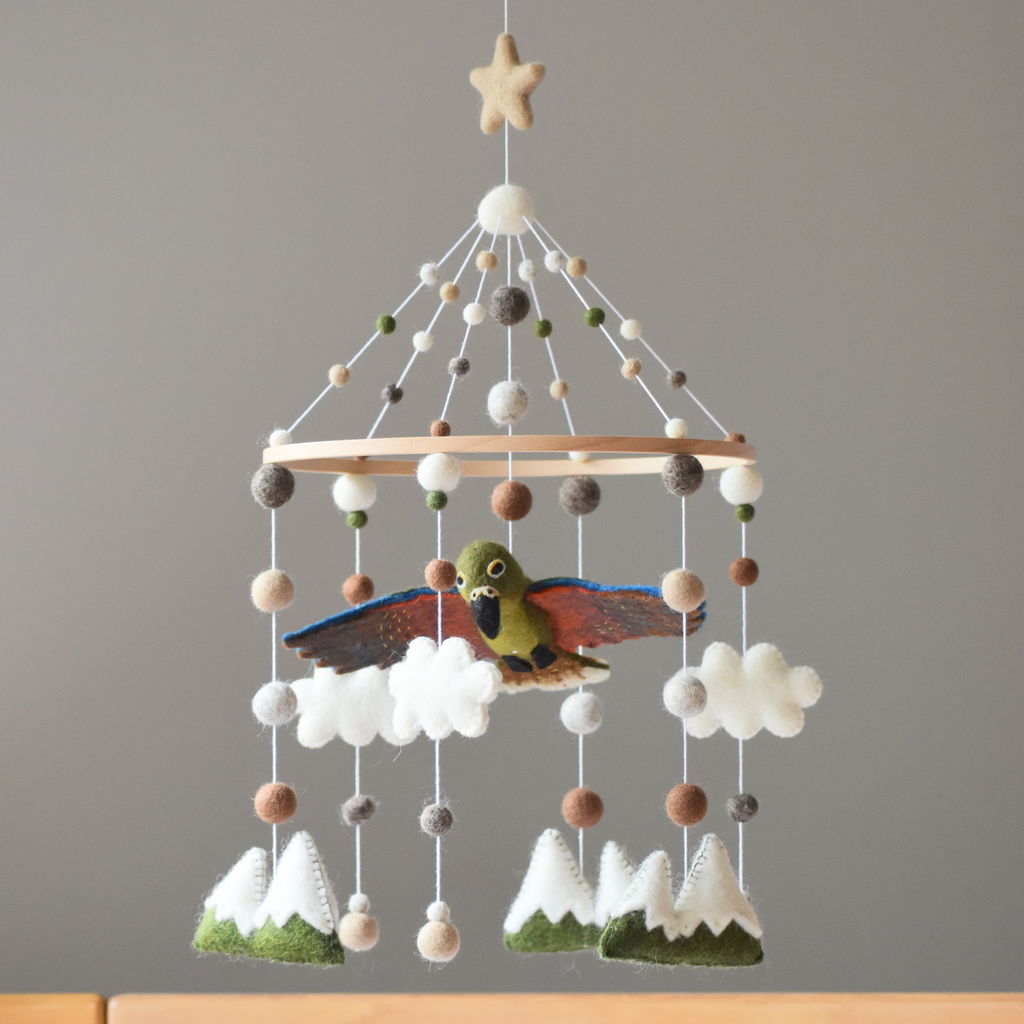 Kea Baby Nursery Mobile | Handmade NZ Native Bird Designs - Tik Tak ...